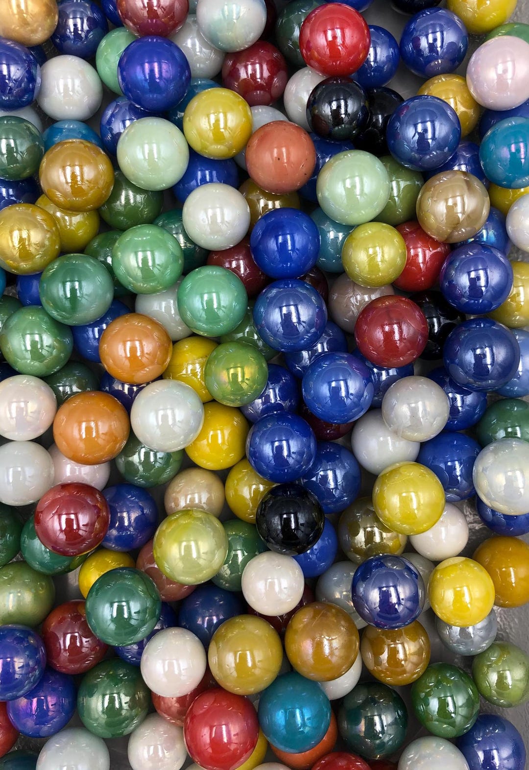Solid Mixed Color Glass Target Marbles With Iridescent Finish: Set of ...