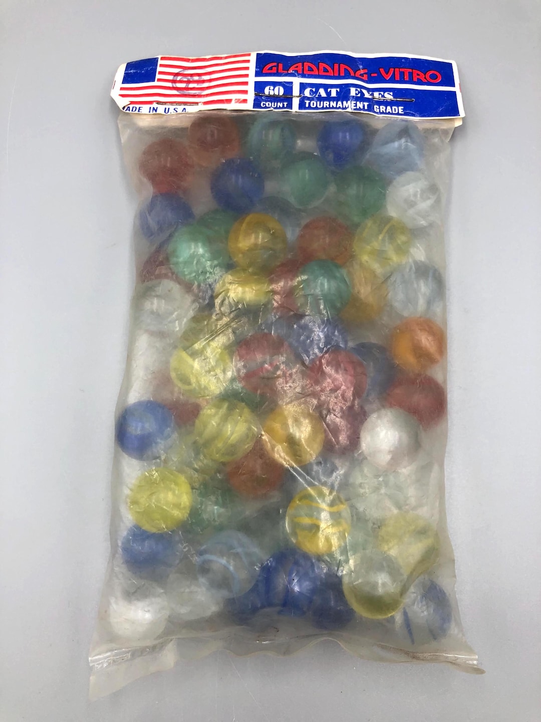 Gladding Vitro Original Cat Eyes Marble Bag With 60 Tournament Grade ...