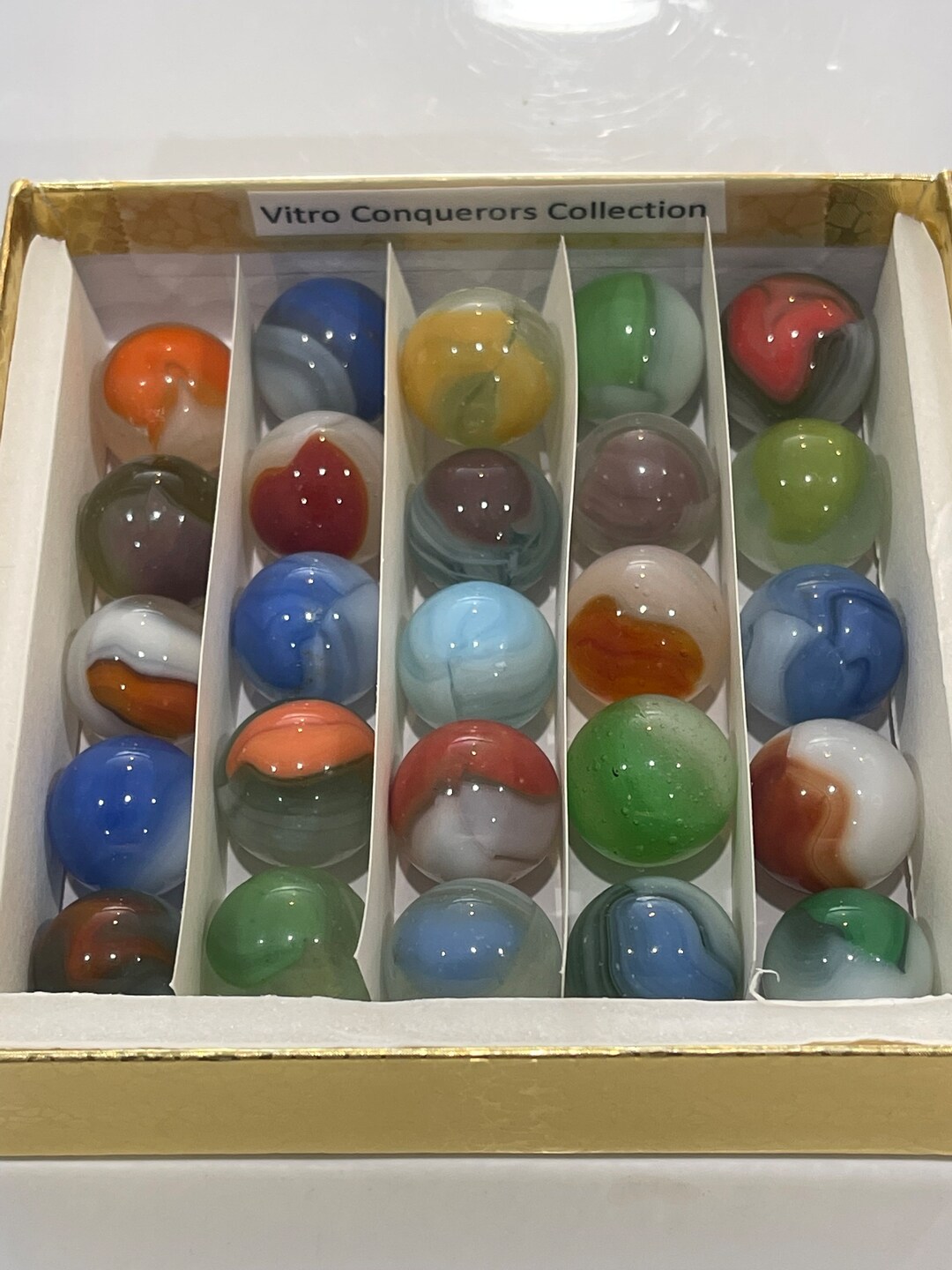 Vitro Conquerors and Phantom Conquerors Glass Marbles: Set of 25 in a ...