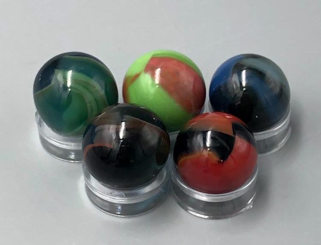 5 Marble King Rare HTF Collectible "rainbow" Marbles: "wasp ...
