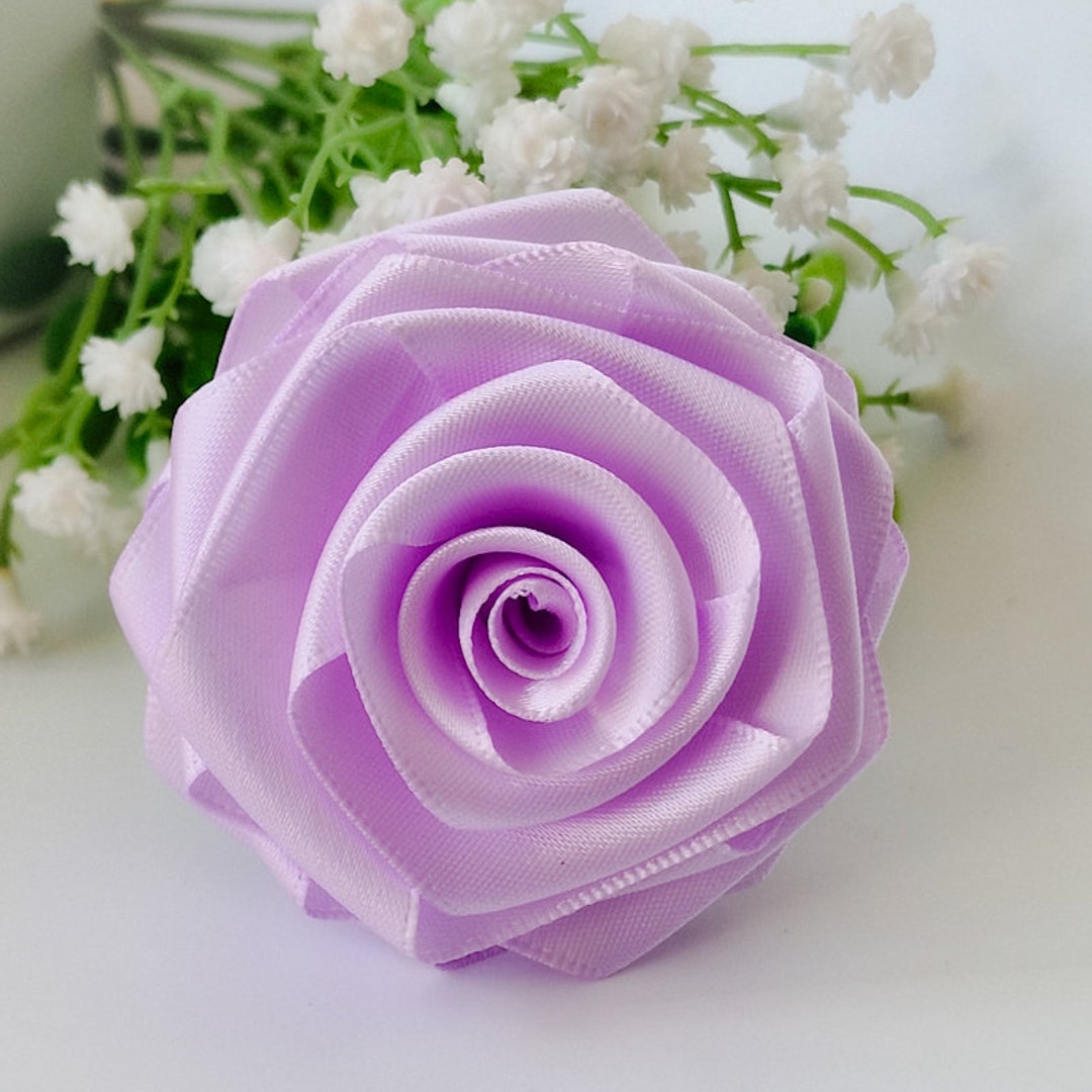Lilac Satin Rose Hair Clip.lilac Flower Brooch.lilac Flower Hair Clips ...