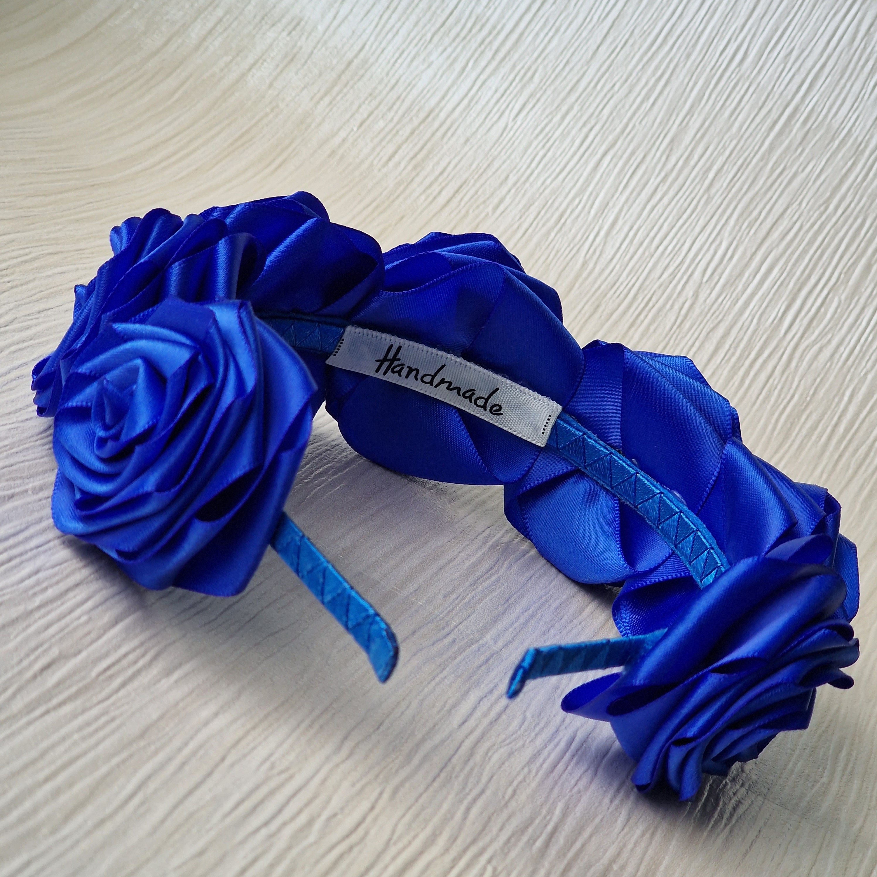 Royal Blue Satin Roses Hairband, Royal Blue Headband, Royal Blue Hair ...