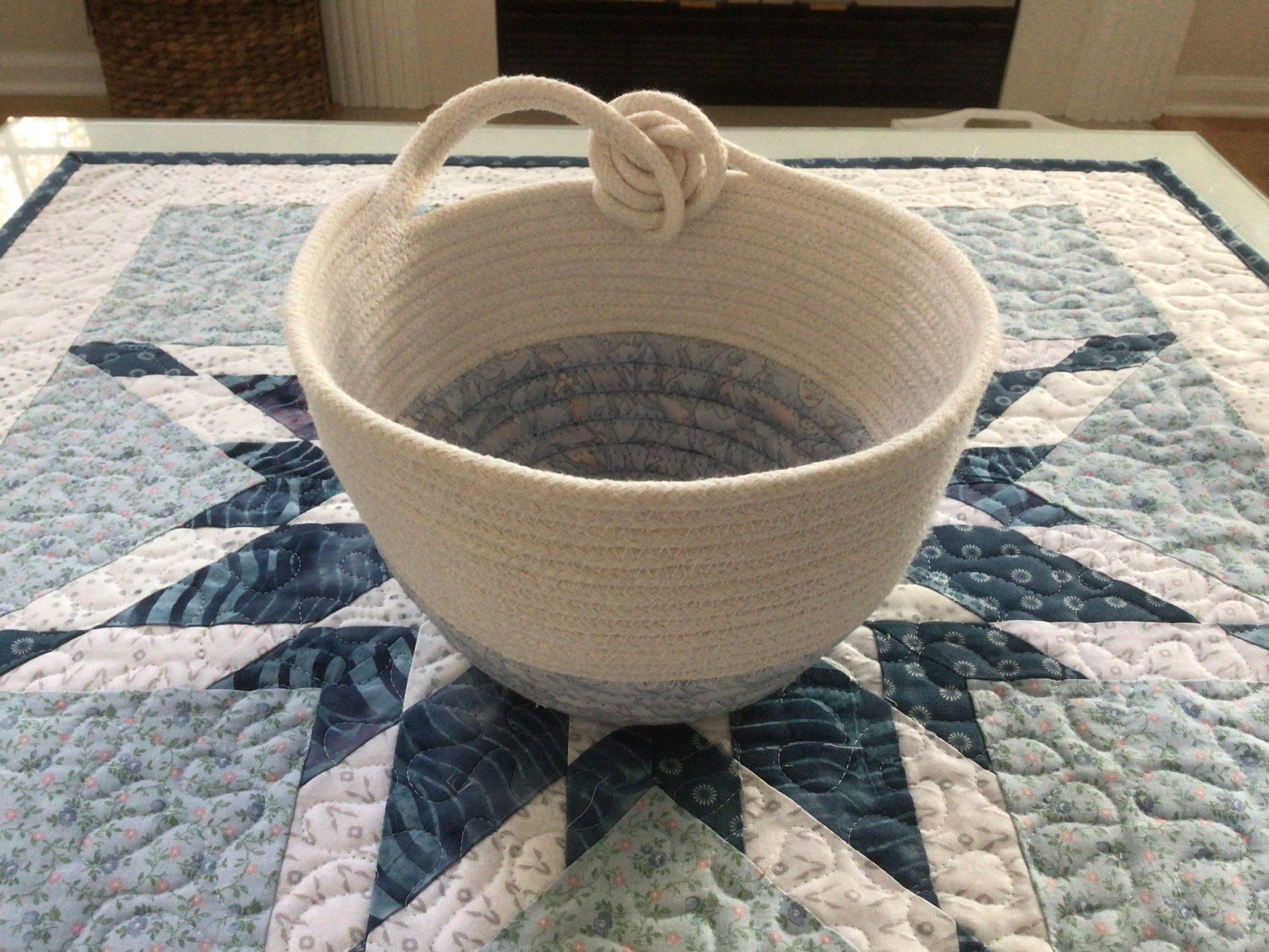 Light Blue Rope Coiled Basket-kitchen - Etsy