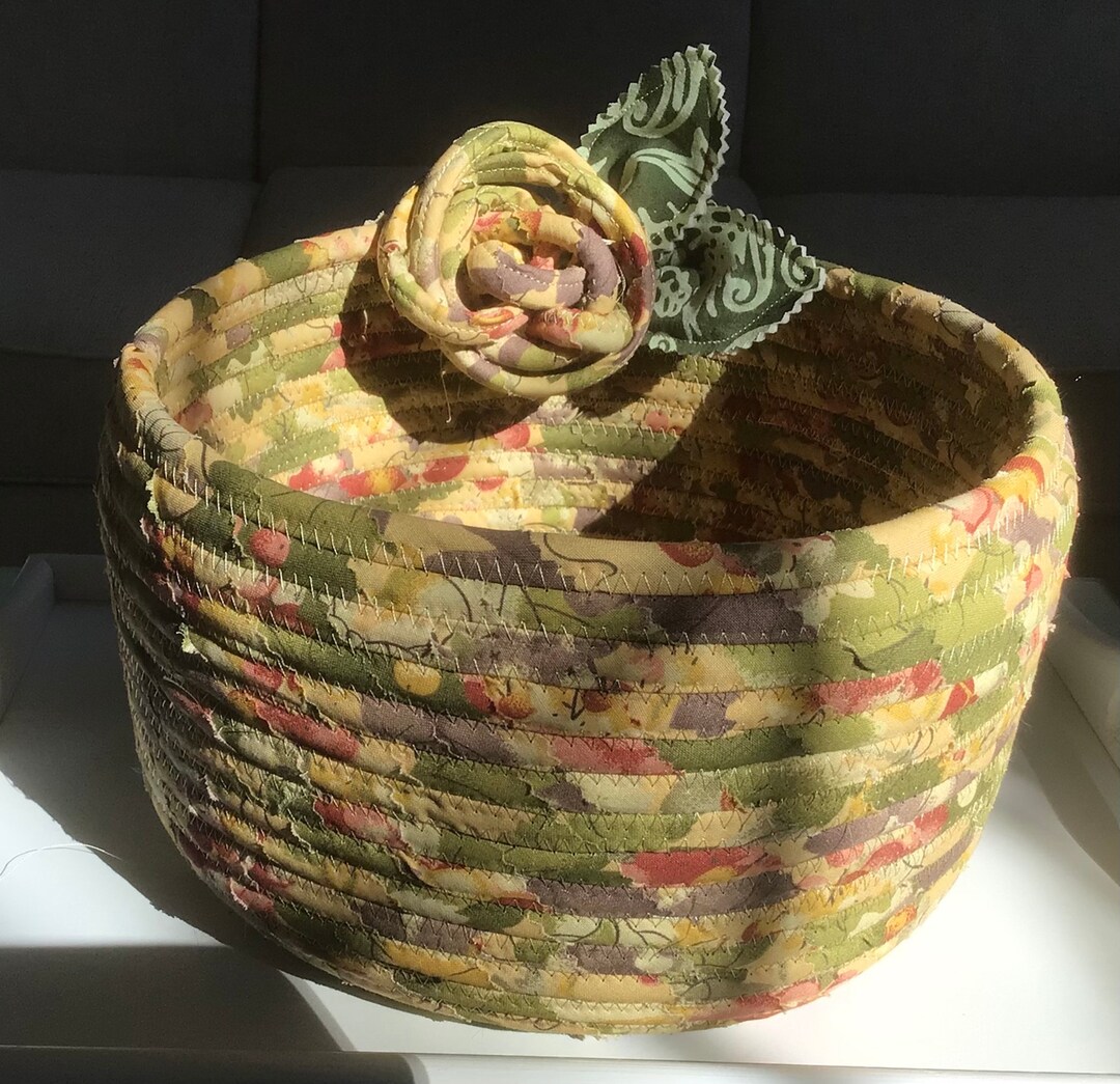 Fabric Coiled Rope Bowl - Pink Peach Rose Batik Colors - Etsy