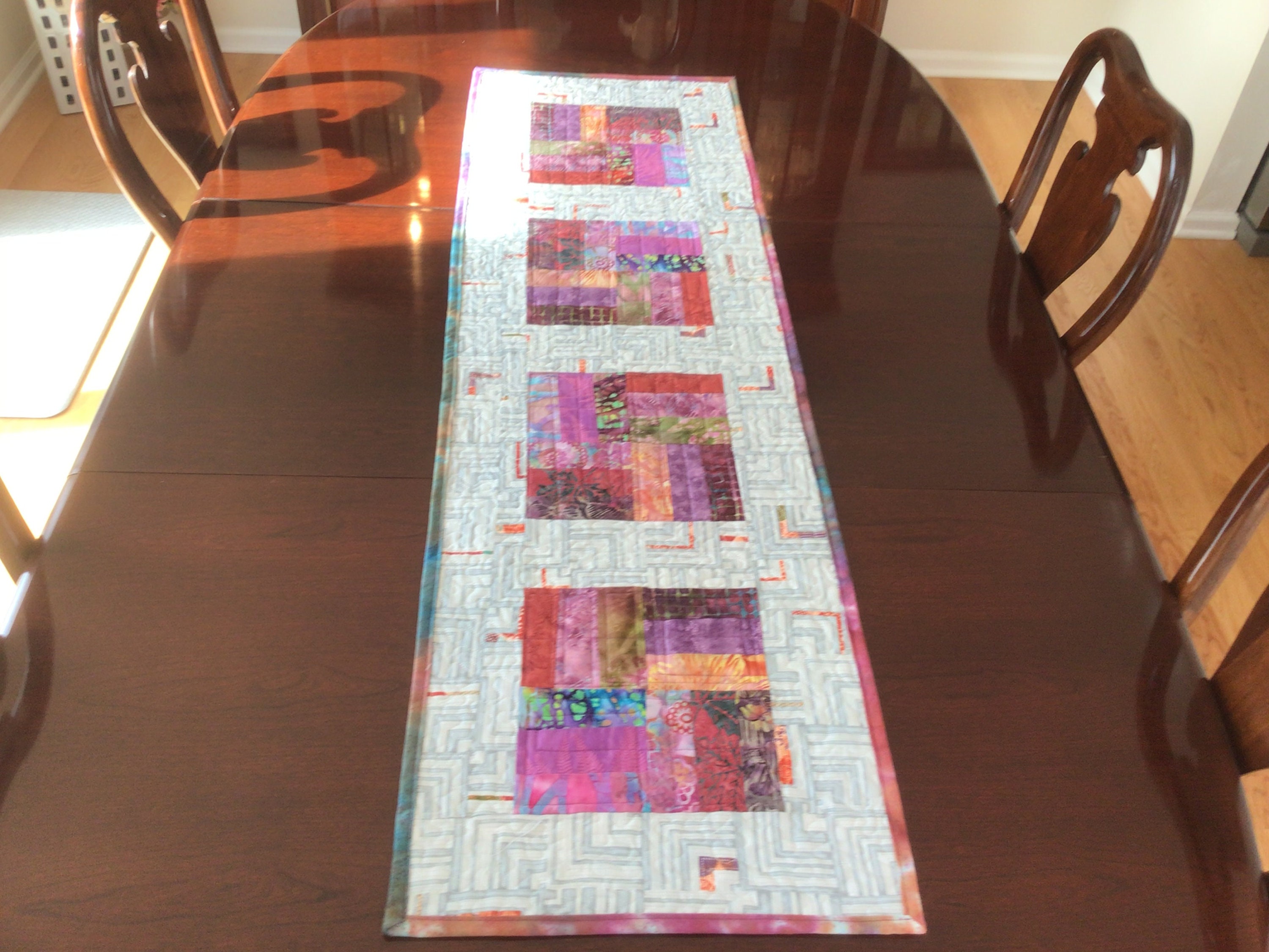 Contemporary Table Runner in Hot Pink and Blue Fabric - Etsy