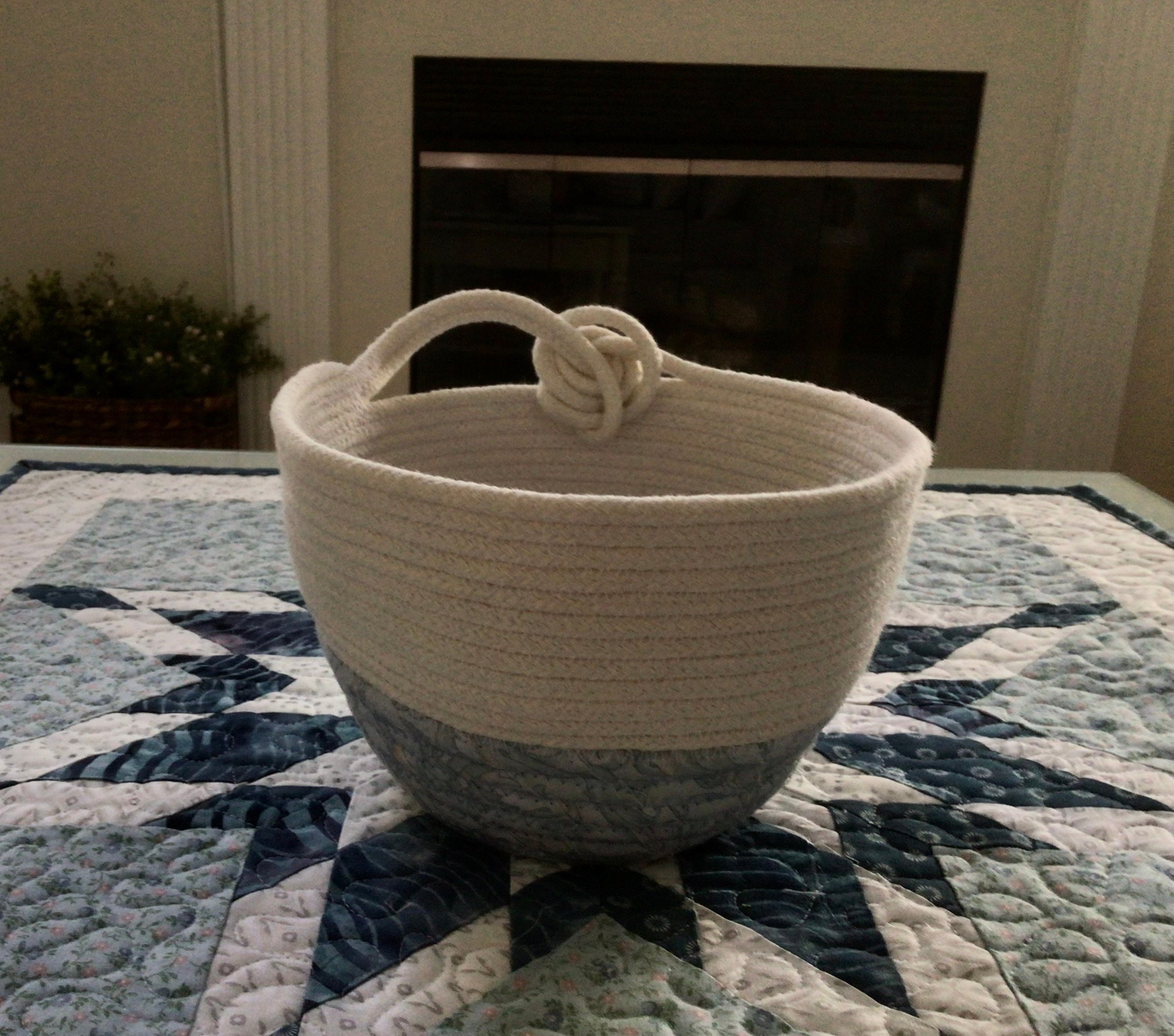 Light Blue Rope Coiled Basket-kitchen - Etsy