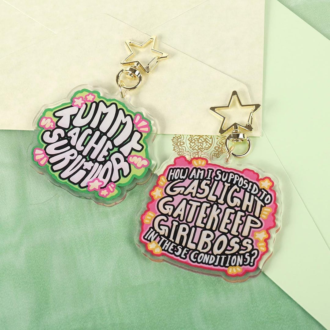 Gaslight Gatekeep Girl Boss and Tummy Ache Survivor Acrylic Keychain ...