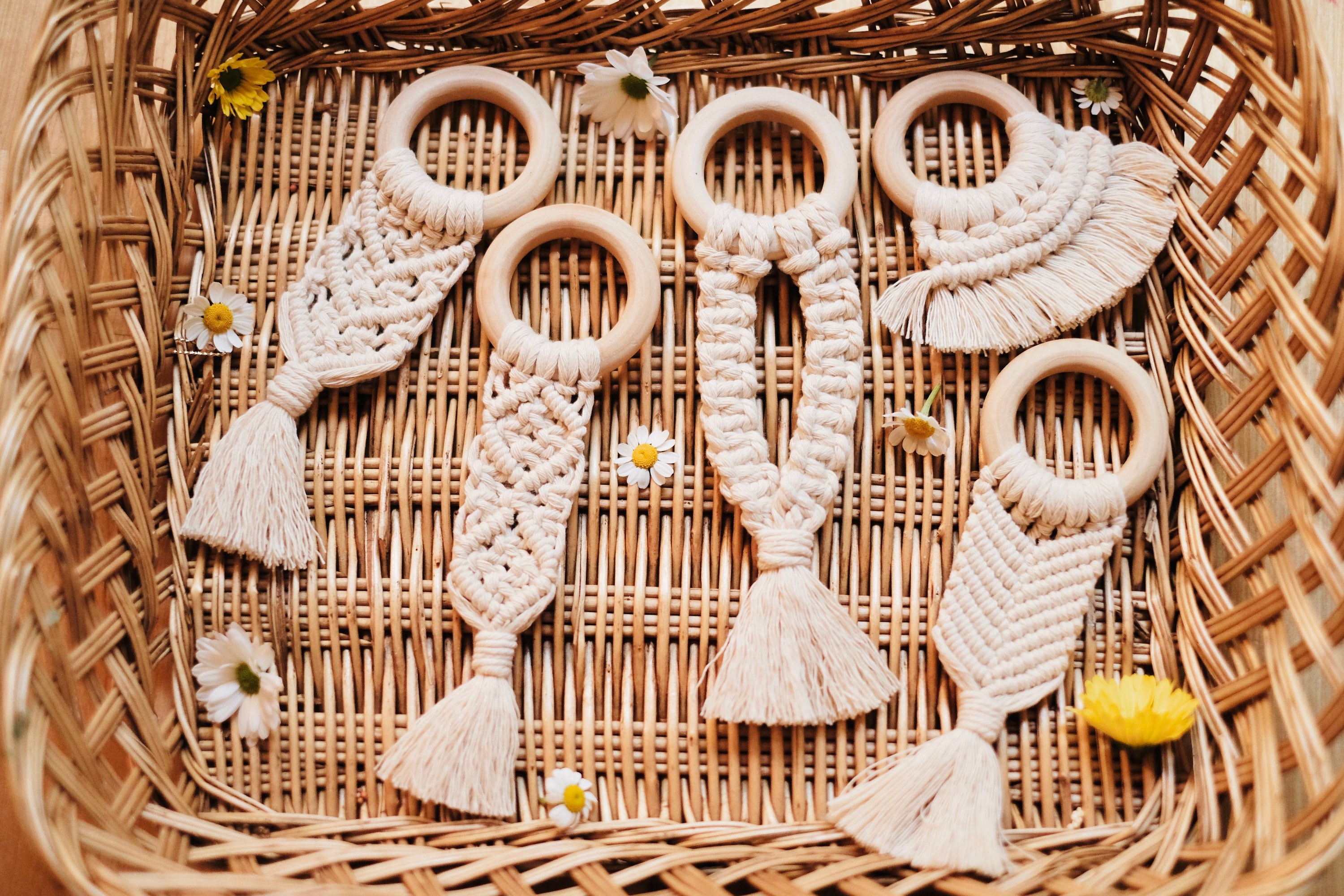 Macrame Teether / Wooden Teether / Macrame / Teething Ring / - Etsy