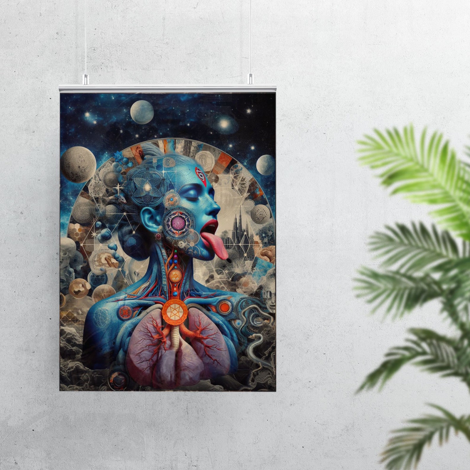 Surreal Blue Goddess Kali Psychedelic Art Print Mystical - Etsy
