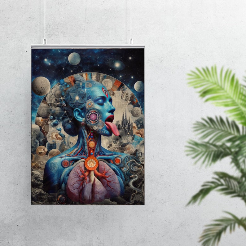 Surreal Blue Goddess Kali Psychedelic Art Print Mystical - Etsy