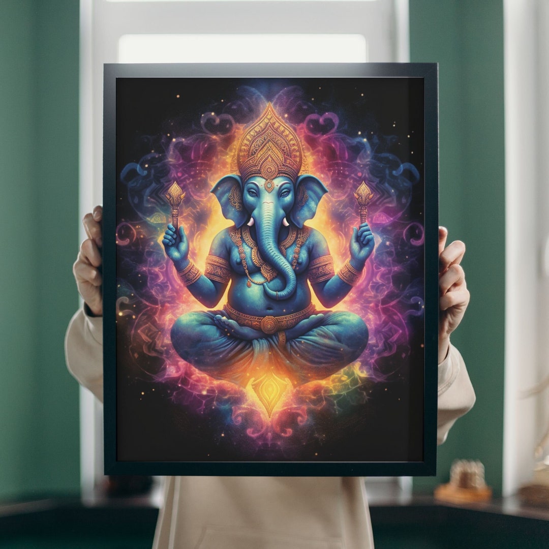 Cosmic Lord Ganesh Art Print Hinduism Elephant God Wall - Etsy