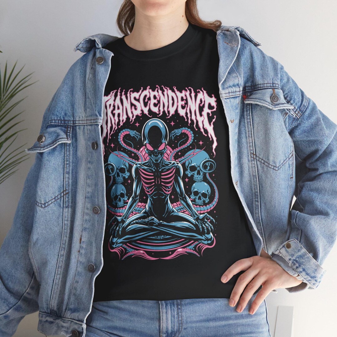 Alien Meditation T-shirt | Cosmic Skeleton Transcendence Tee | Gothic ...