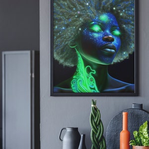 Cosmic Afro Goddess Digital Download Art Print, Instant, Celestial ...
