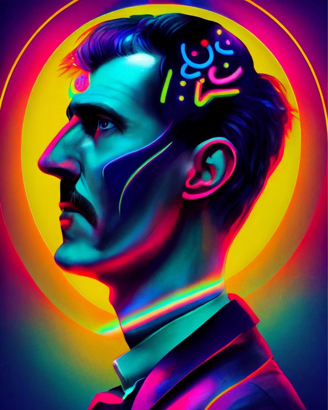 Nikola Tesla Colorful Art Print, Pop Art, Digital Art Poster, Printable ...