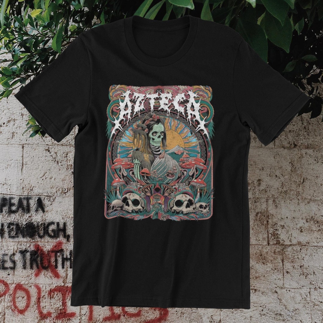 Azteca Death Metal T-shirt | Mictecacihuatl Goddess Art | Mexican ...