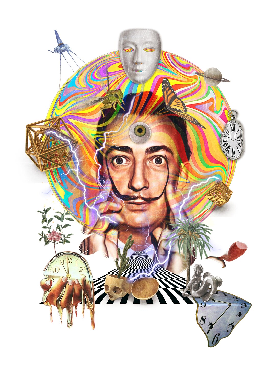 Trippy Psychedelic Salvador Dali Inspired Art Print, Surreal ...