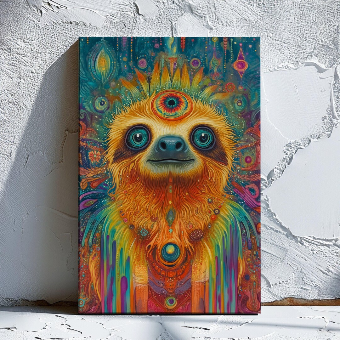 Psychedelic Third Eye Sloth Art Print - Cosmic Spirit Animal Wall Art ...