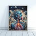 Surreal Blue Goddess Kali Psychedelic Art Print Mystical Wall Decor Mind-expanding Visual Art ...