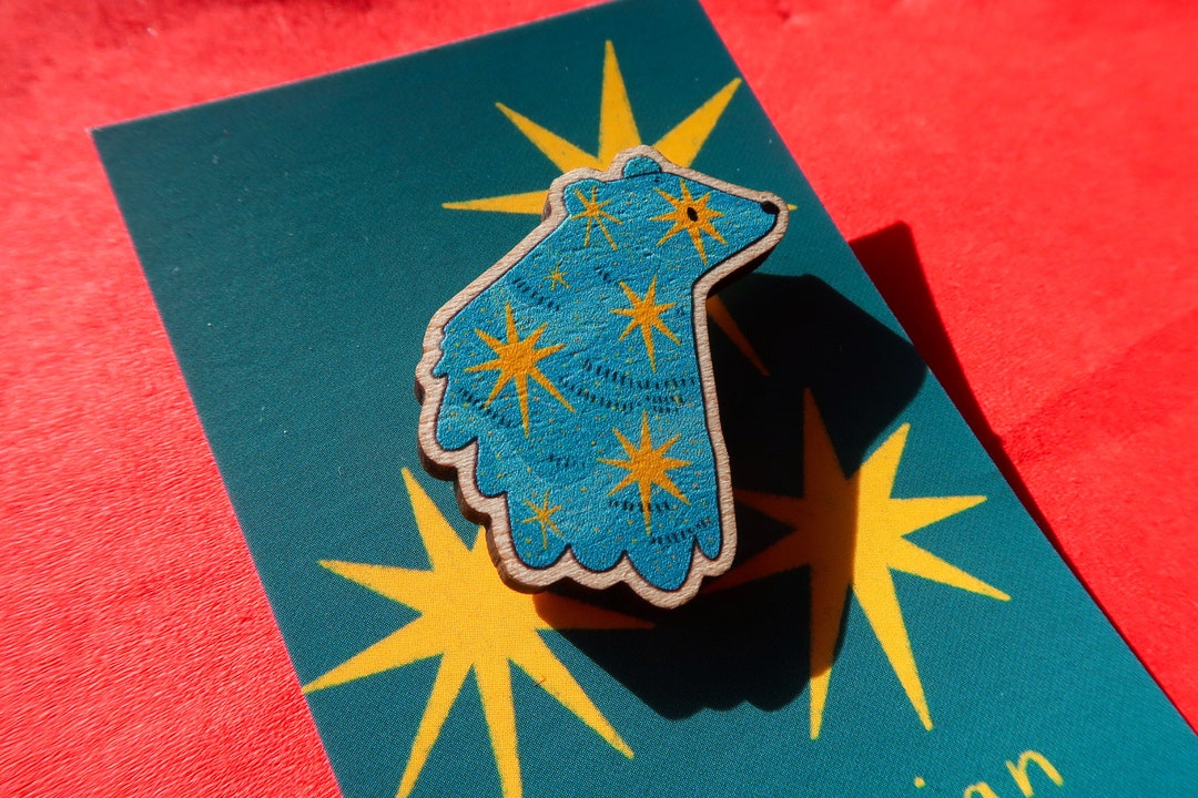 Star Badger Wooden Pin Illustrated by Kai Dylan - Etsy