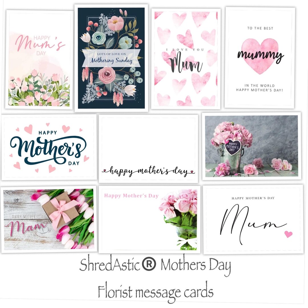 Shredastic MOTHERS DAY Small 6 X 9cm Florist Message Cards Choose ...