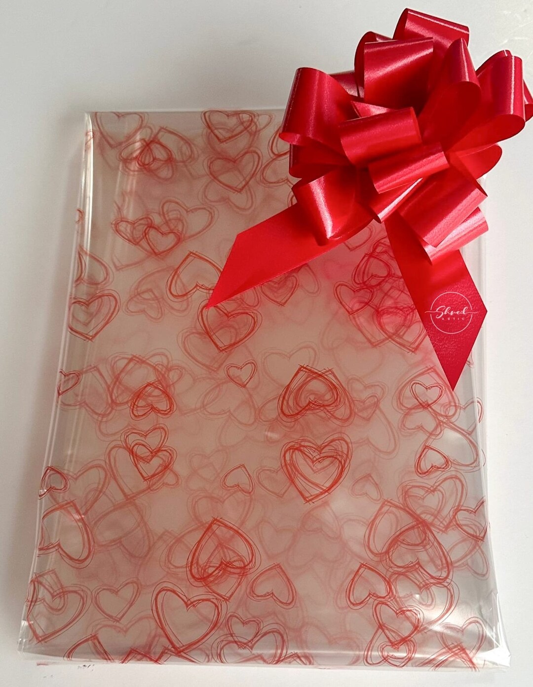 Shredastic® Red Heart Cellophane Wrap for Hampers Gift Packaging Pull ...
