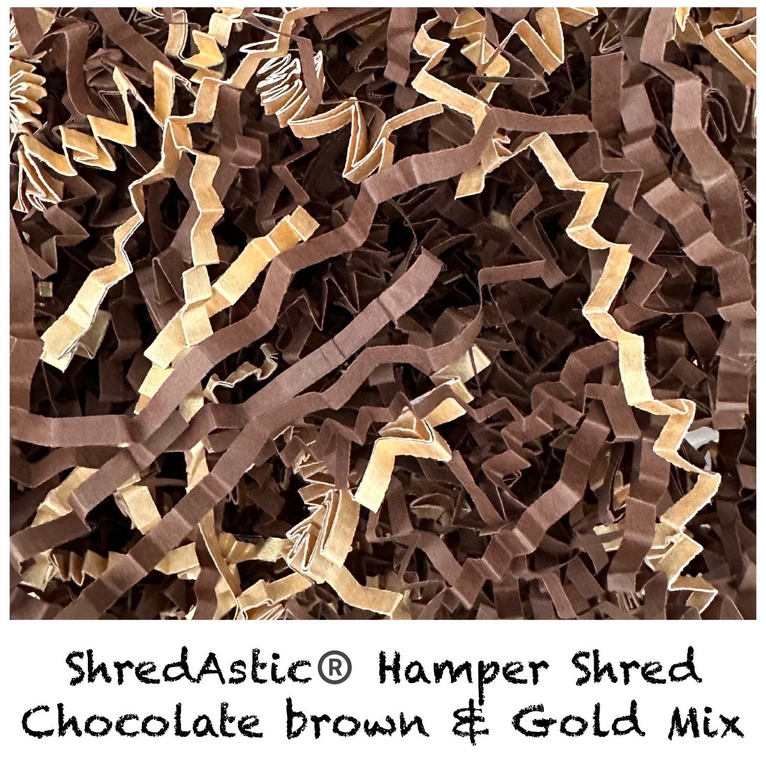 Shredastic® Brown & Gold Shredded Paper Mix Crinkle Zigzag Hamper Gift ...