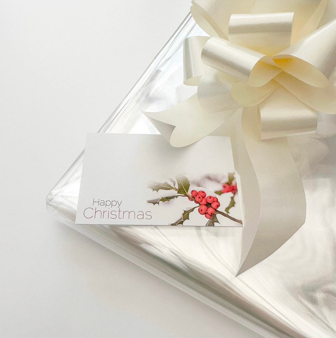 Shredastic® Christmas Hamper Wrap Kit Clear Ivory Cream Pull Bow and ...
