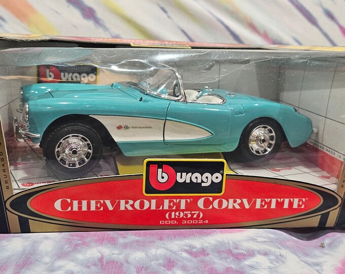 VINTAGE 1957 Chevy CORVETTE Convertible Die Cast Metal Model Car BURAGO ...