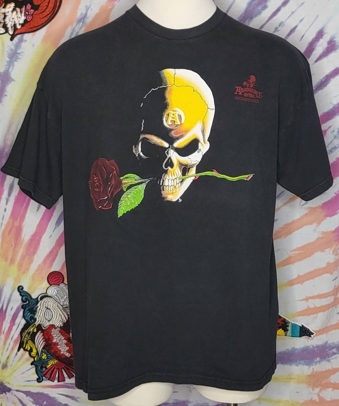 VTG ALCHEMY Skull With Rose XL T Shirt 1994 - Etsy