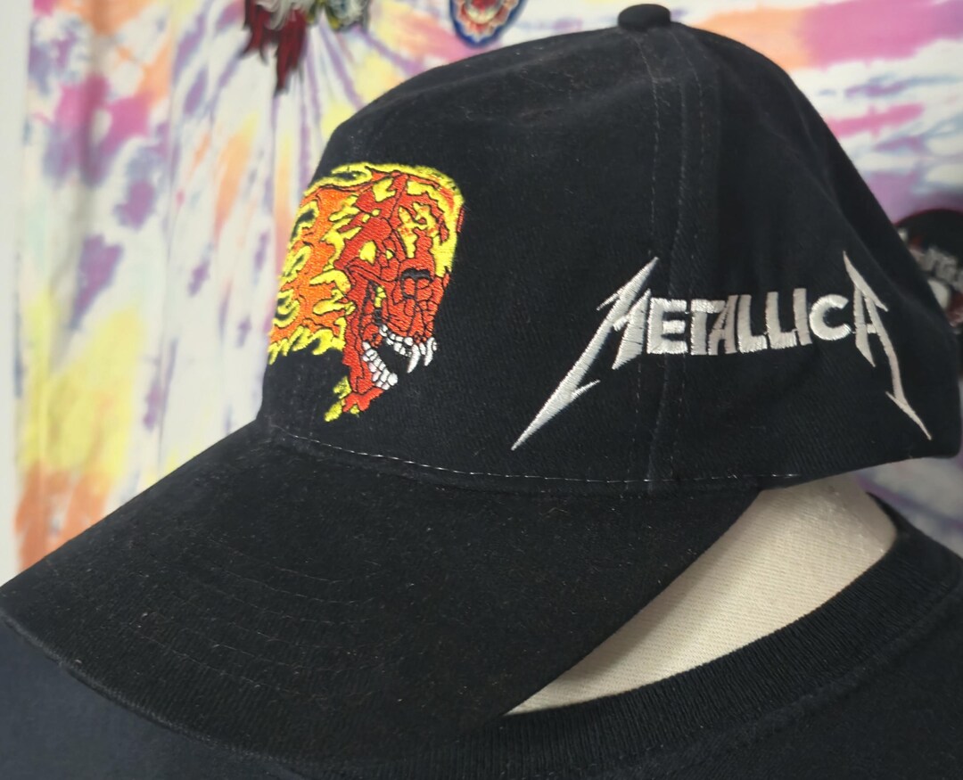 VINTAGE Metallica Flaming Skull BIODOMES Baseball Cap 1990's - Etsy