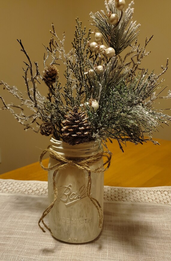 Pine Mason Jar Centerpiece - Etsy