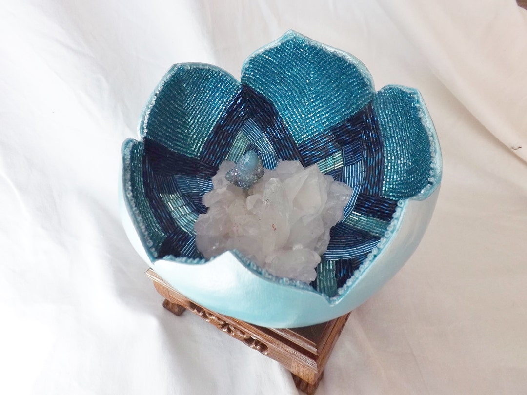 Blue Beaded Gourd With Quartz Crystal - Etsy