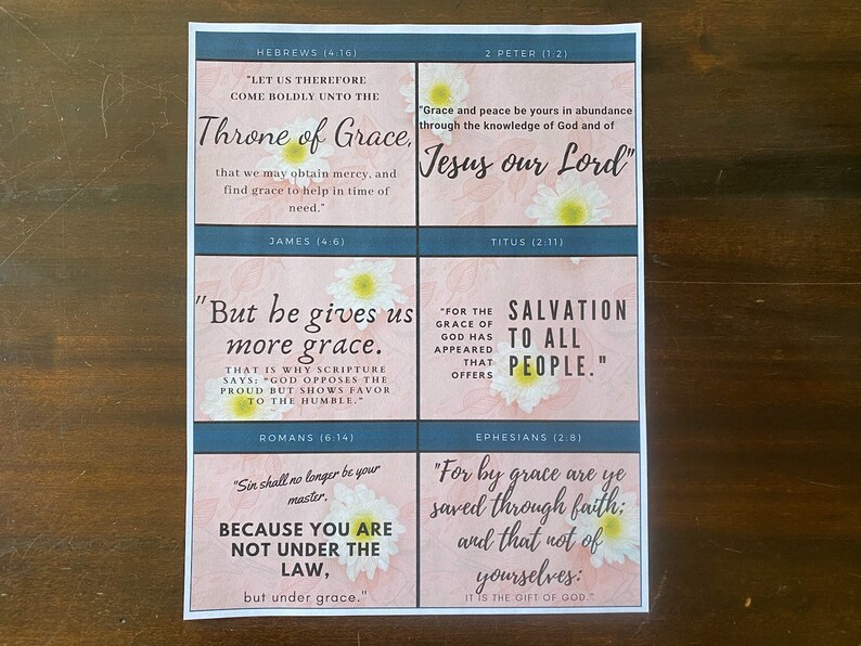 Grace Scripture Cards - Printable PDF File - Instant Download - Digital ...