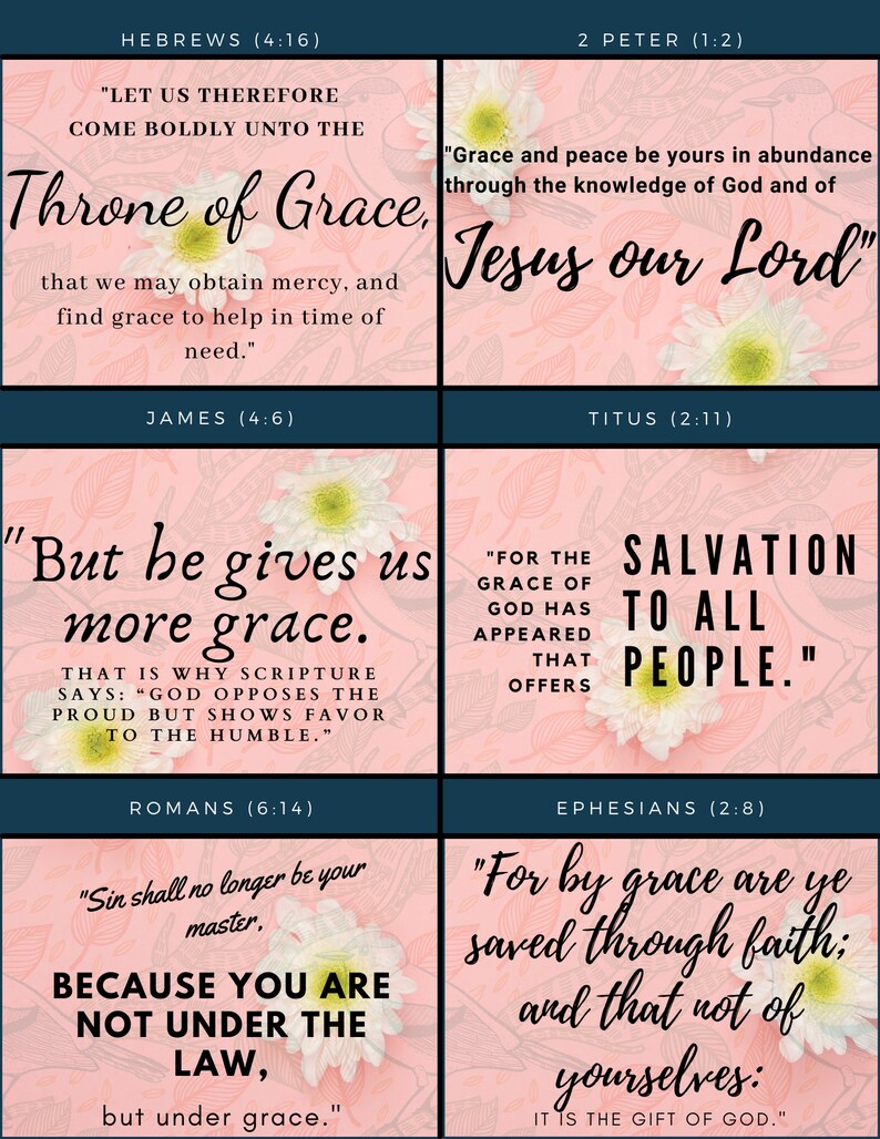 Grace Scripture Cards - Printable PDF File - Instant Download - Digital ...