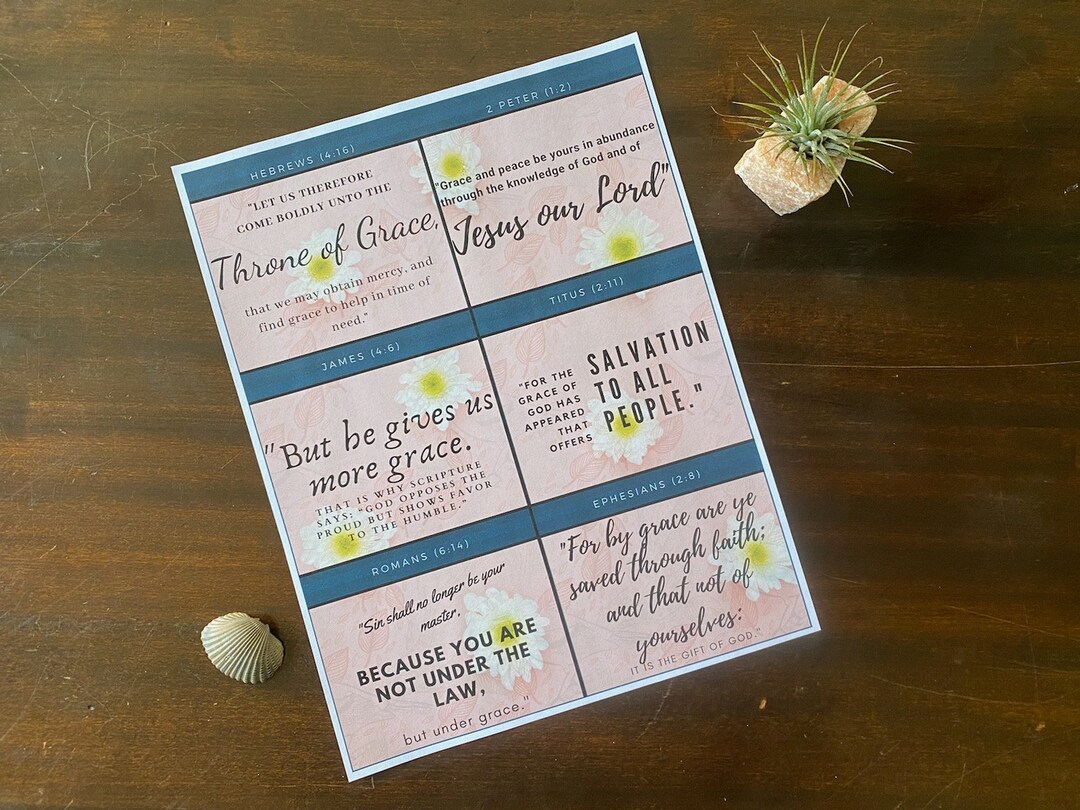 Grace Scripture Cards - Printable PDF File - Instant Download - Digital ...