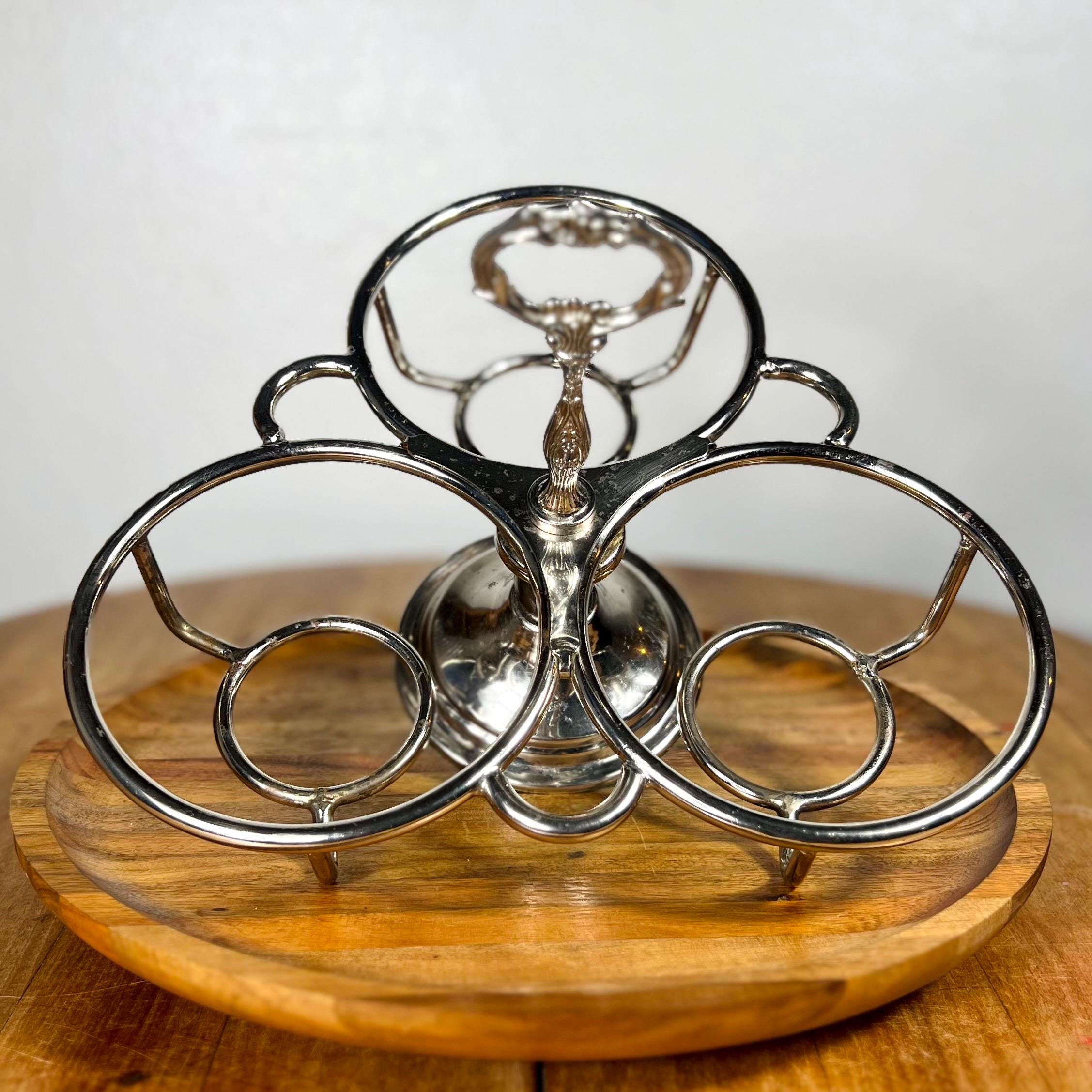 3 Dish Revolving Condiment Caddy - Vintage Leonard Silver Lazy Susan ...