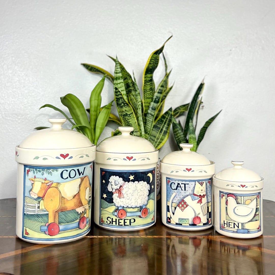 Vintage Farmhouse Kitchen Canister Set With Lids: Susan Winget - Etsy