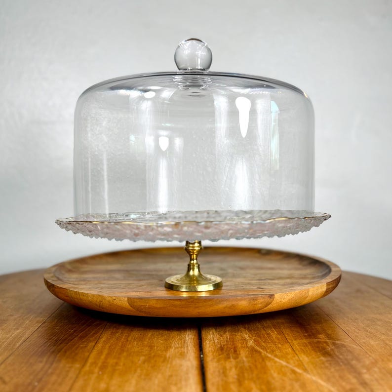 Rainbow Iridescent Glass Cake Stand With Dome - Golden Glitter - Etsy