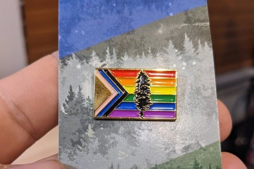Cascadia Progress Rainbow Flag Lapel Pin - Etsy