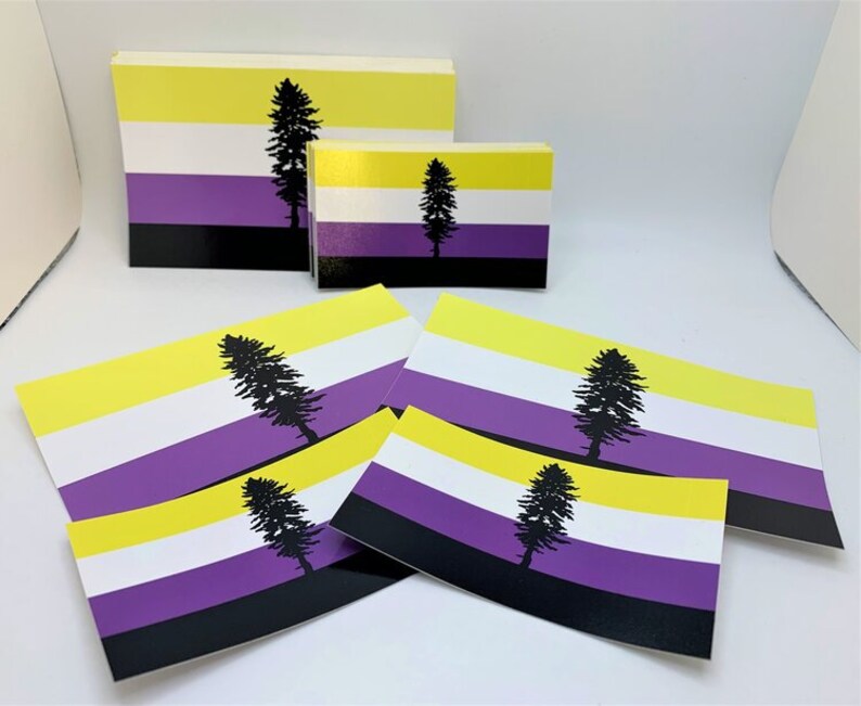 Cascadia Non-binary (enby) Stickers 3x5" and 2x3" - Etsy