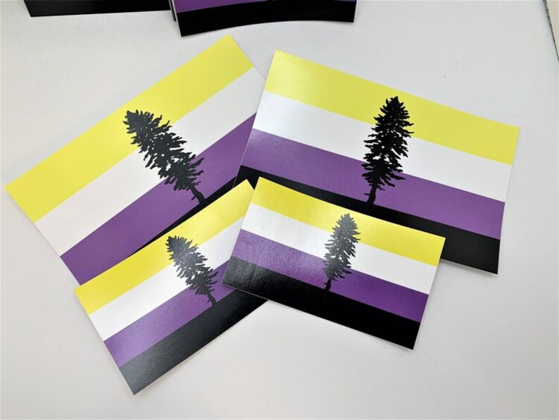Cascadia Non-binary (enby) Stickers 3x5" and 2x3" - Etsy