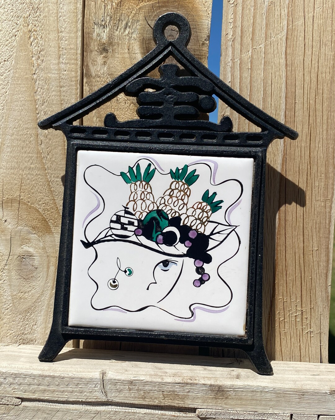 Trivet Fruit Vintage Cast Iron Hand Painted - Etsy