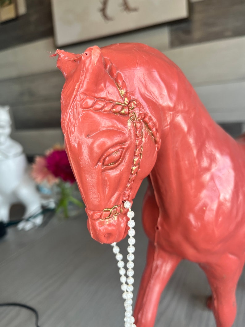 Vintage Red Blown Plastic Horse Toy: 