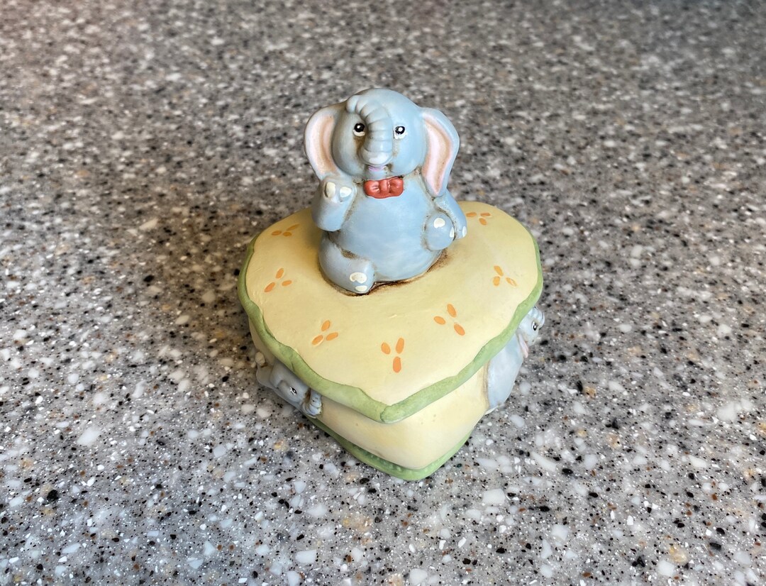 Elephant Gift Jewelry Box Vintage Trinket Box Ceramic With Lid - Etsy