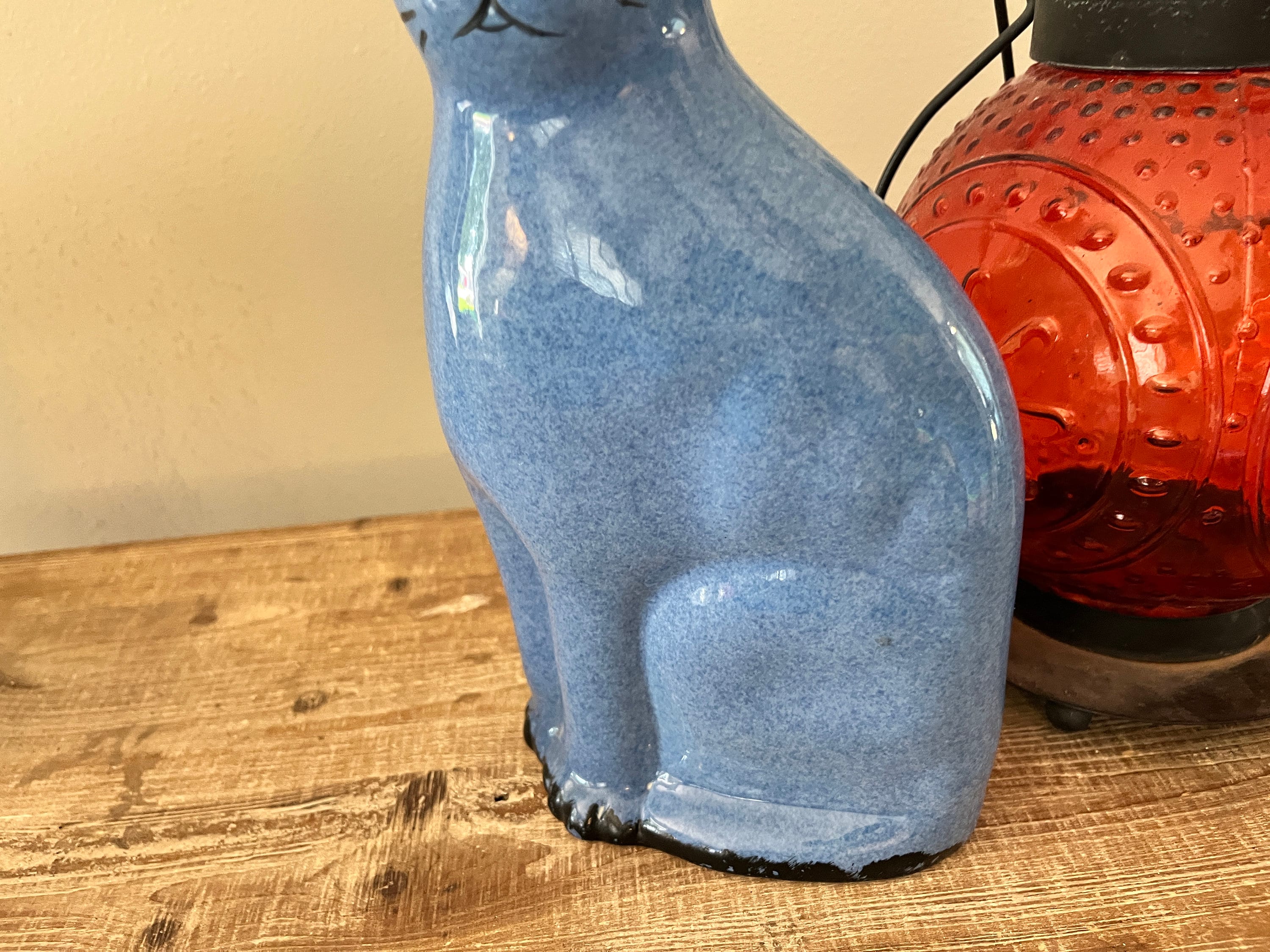 Cat Figurine Blue Calico China - Etsy