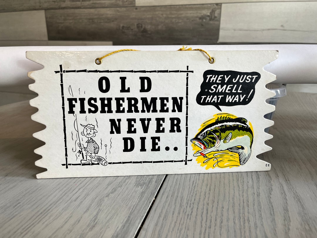 Fisherman Sign Vintage Sign Vintage Cardboard Sign Bar Sign Man Cave ...