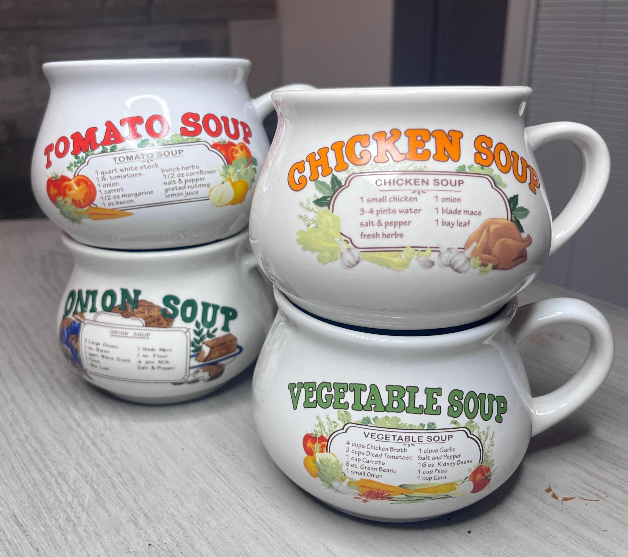 Vintage Soup Mugs Set: Recipe Mugs, Cozy Kitchen Decor - Etsy
