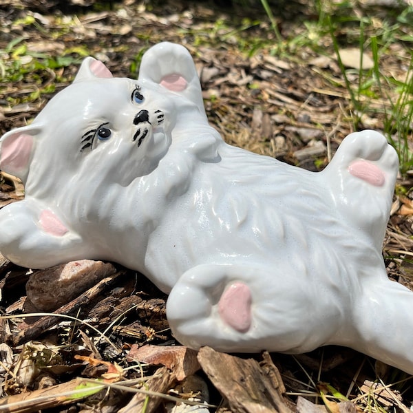 Large Ceramic Cat Figurine - Etsy