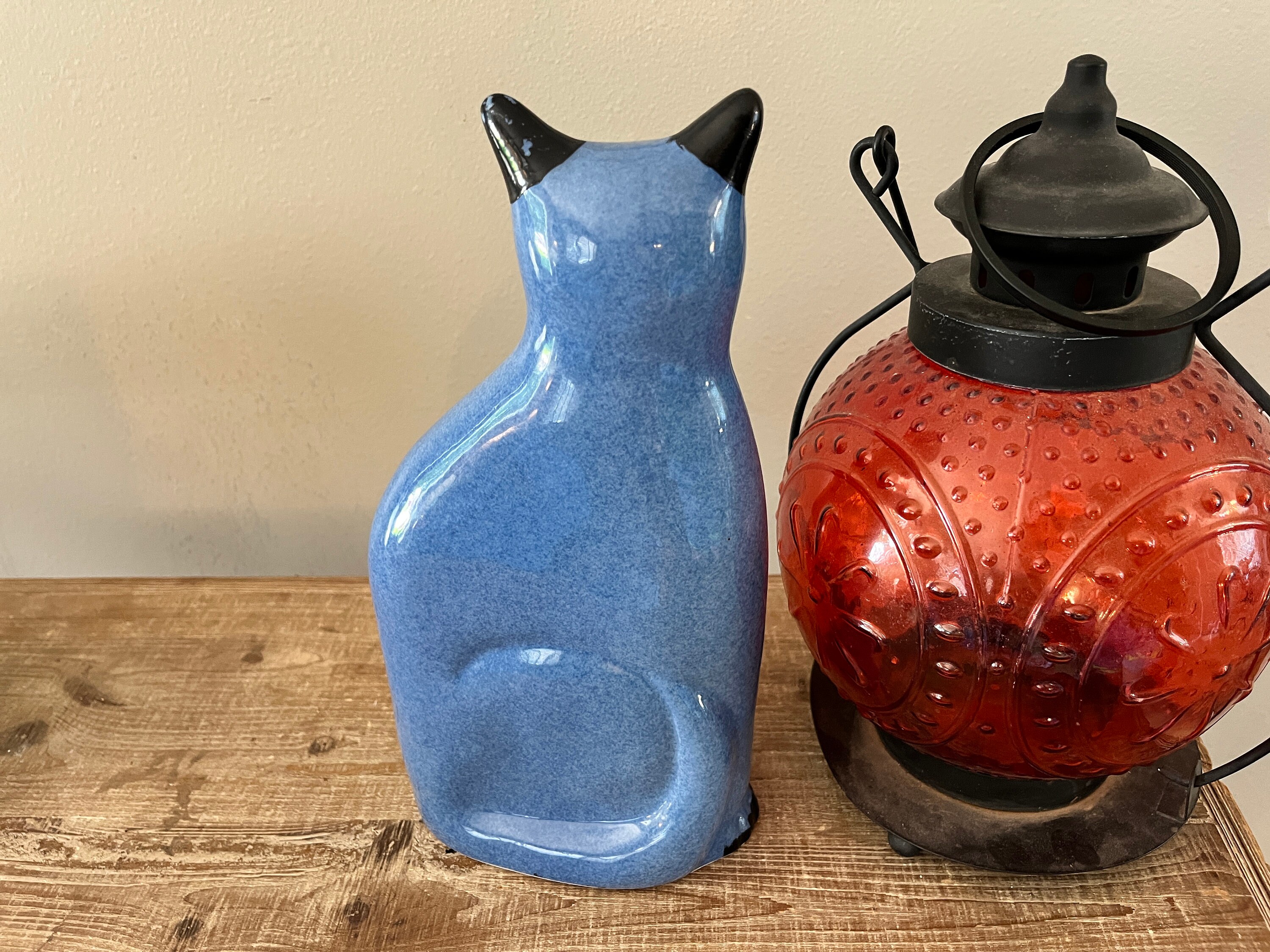 Cat Figurine Blue Calico China - Etsy