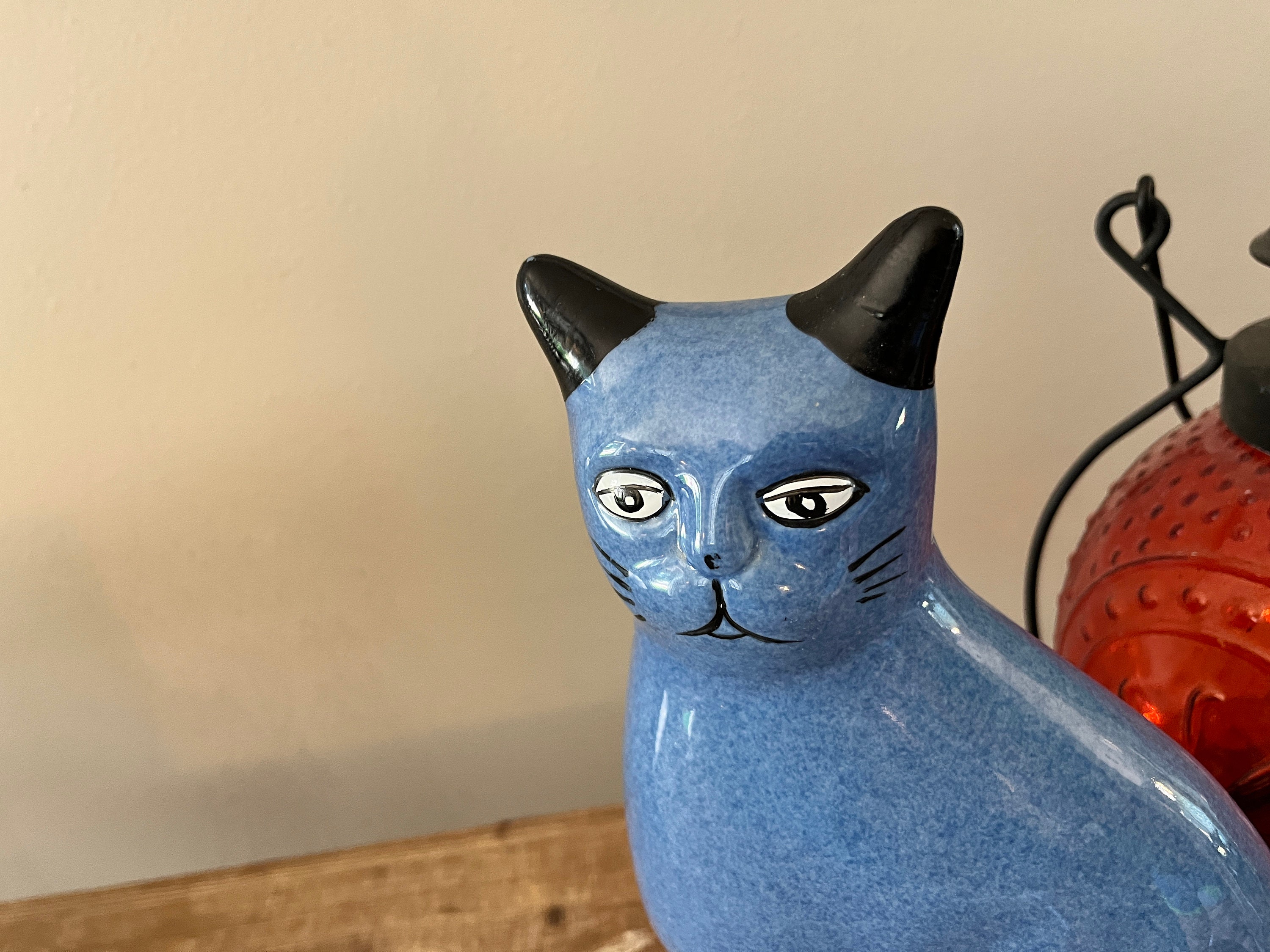 Cat Figurine Blue Calico China - Etsy